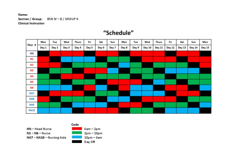 Schedule For Nurses Sample | PDF