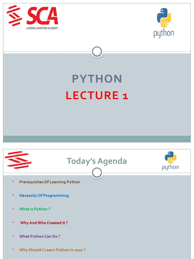 PYTHON LECTURE 1: PREREQUISITES, WHY LEARN, FEATURES | PDF | Python ...