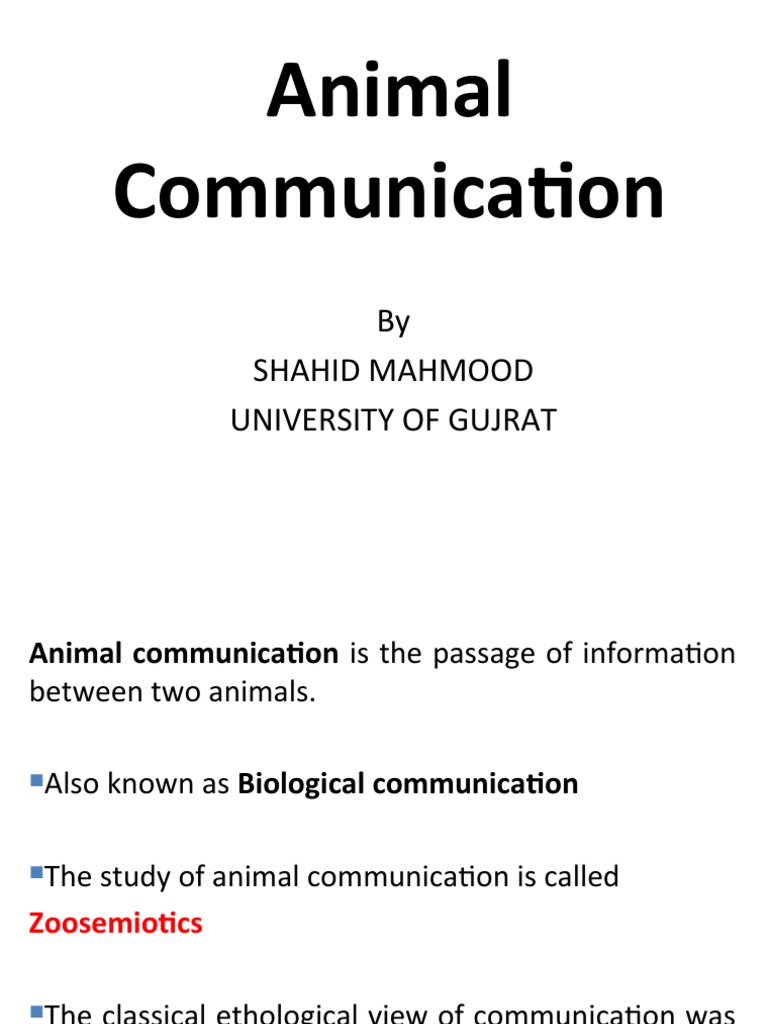 Animal Communication: by Shahid Mahmood University of Gujrat | PDF ...