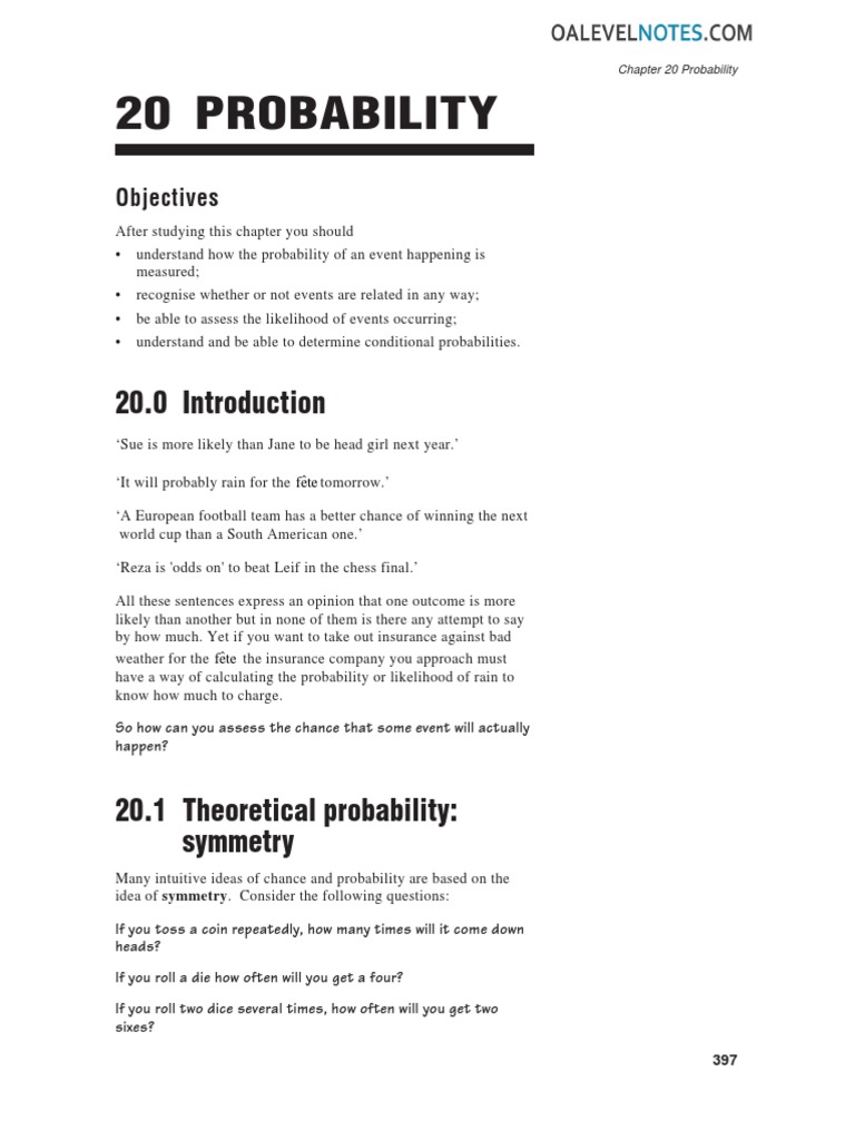 Chapter 20 Probability - 20 PROBABILITY | PDF | Probability | Teaching Mathematics