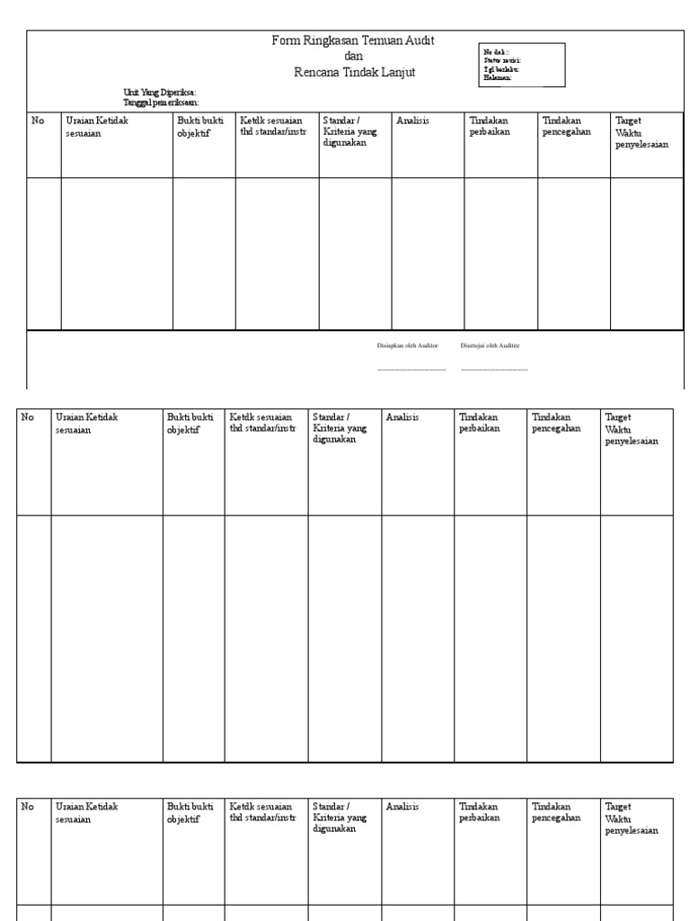XXXX - Form Ringkasan Temuan Audit | PDF | Bisnis