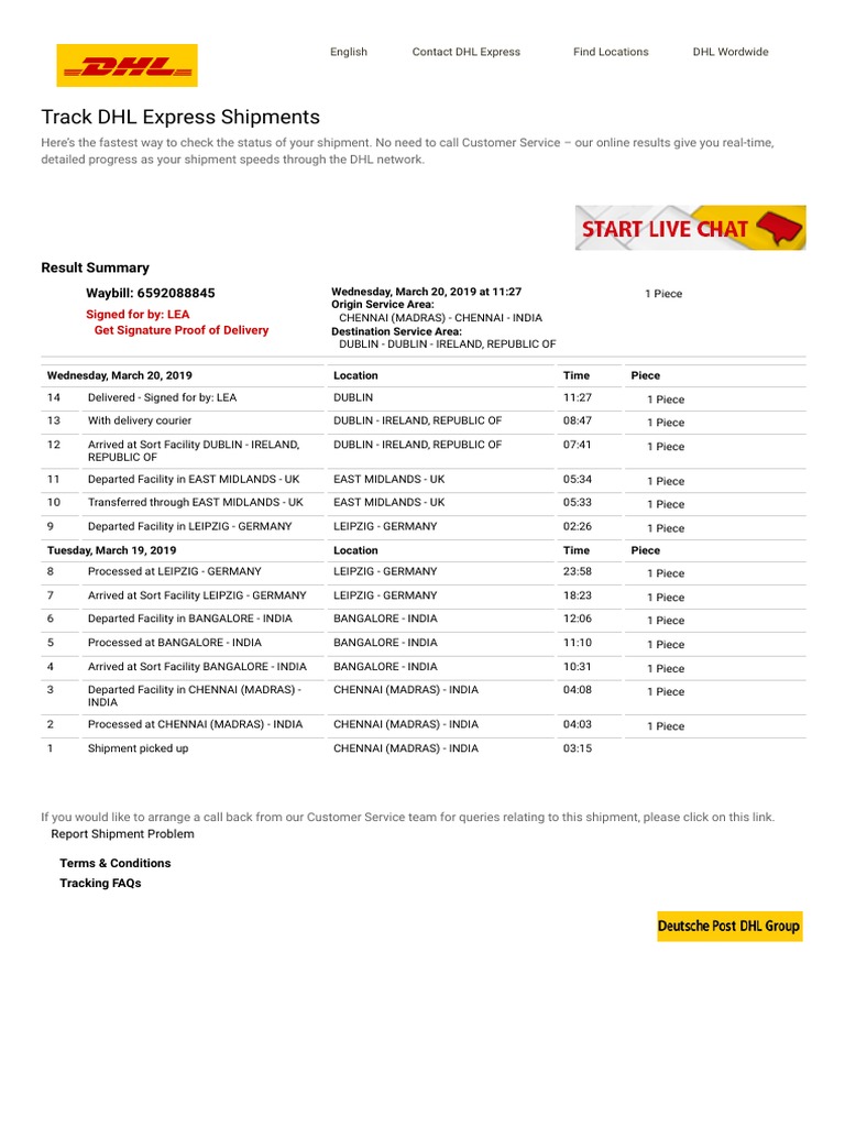 Tracking, Track Parcels, Packages, Shipments DHL Express Tracking | PDF ...
