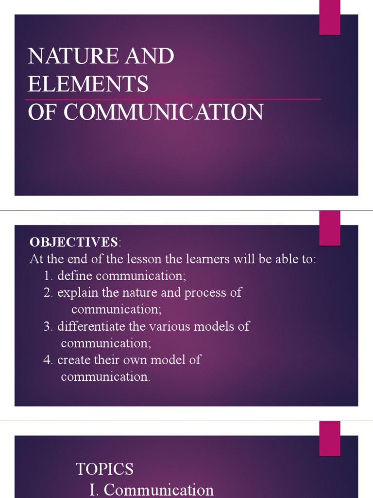 Nature and Elements of Communication | PDF