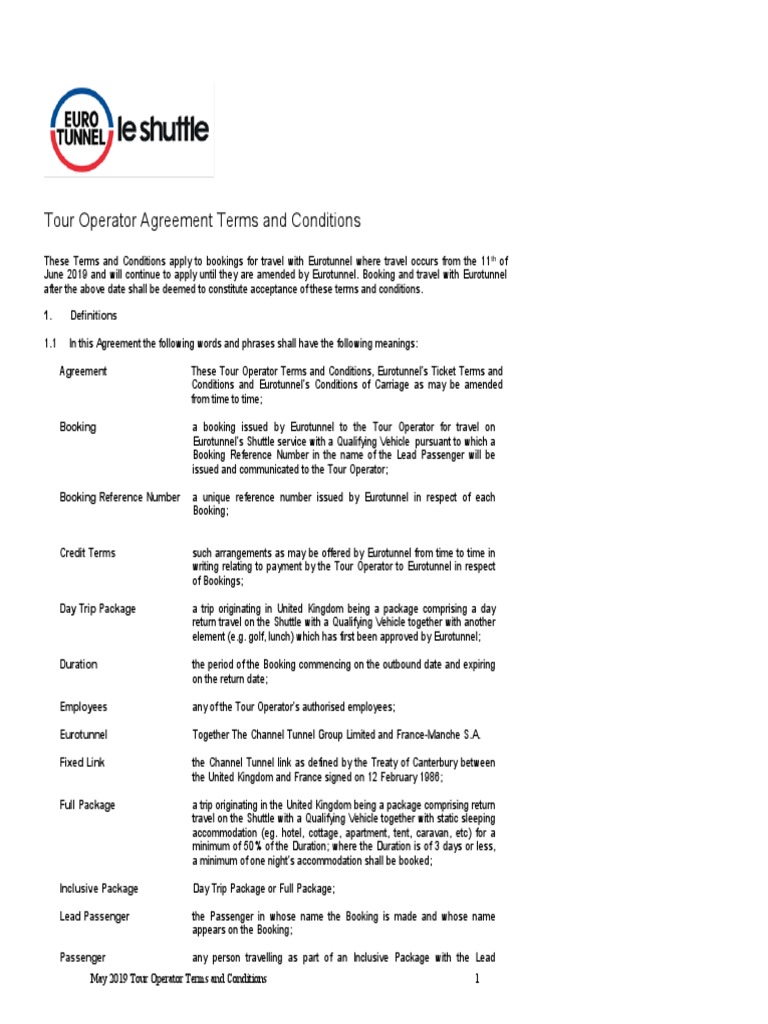 Tour Operator Agreement Terms and Conditions | PDF | Breach Of Contract ...