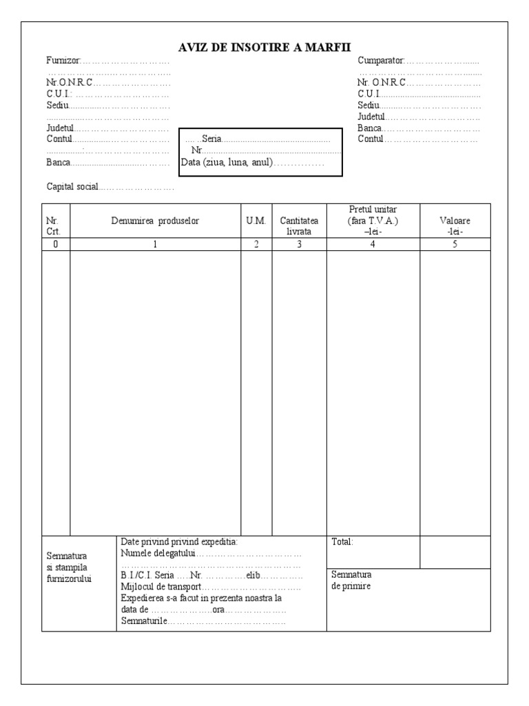 Model de - Aviz de Insotire A Marfii Word | PDF