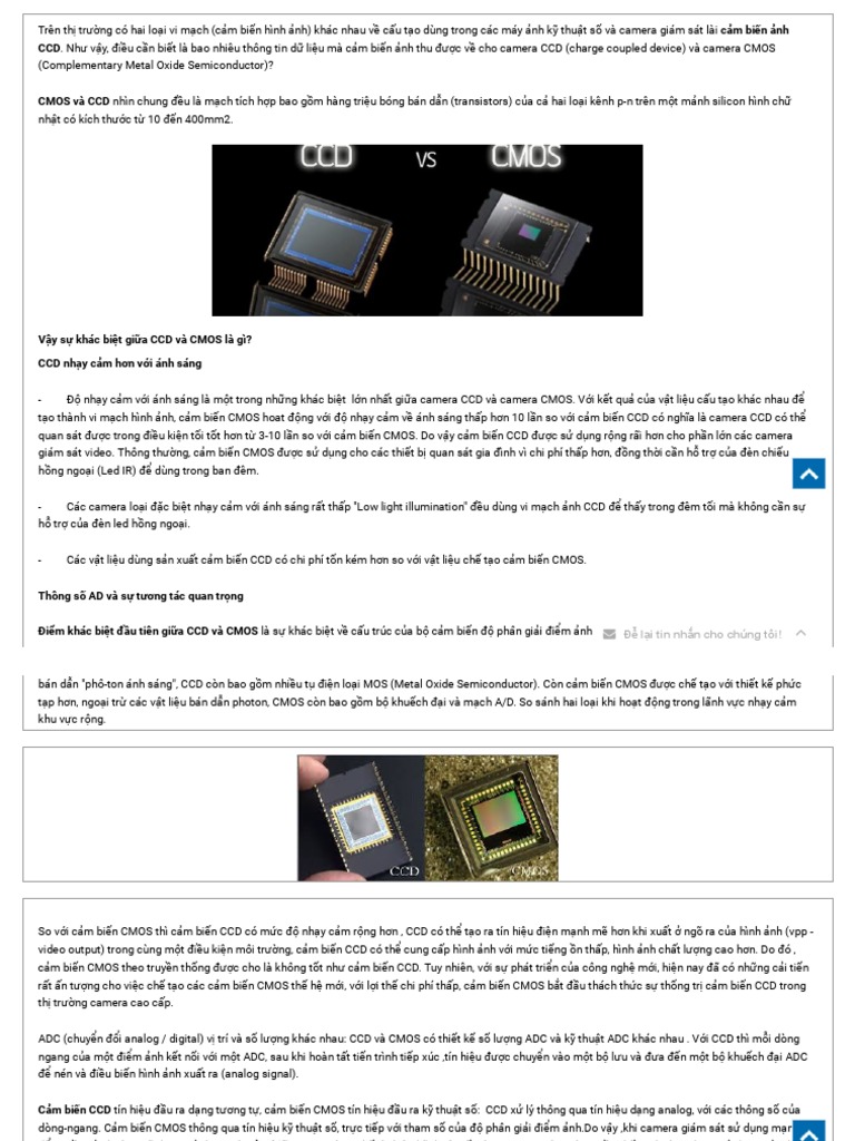 So sánh cảm biến CCD VÀ CMOS trên camera quan sát | PDF
