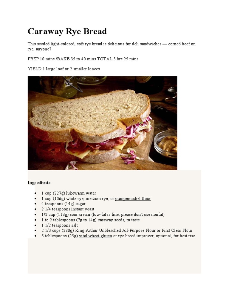 Caraway Rye Bread KA | PDF | Breads | Dough