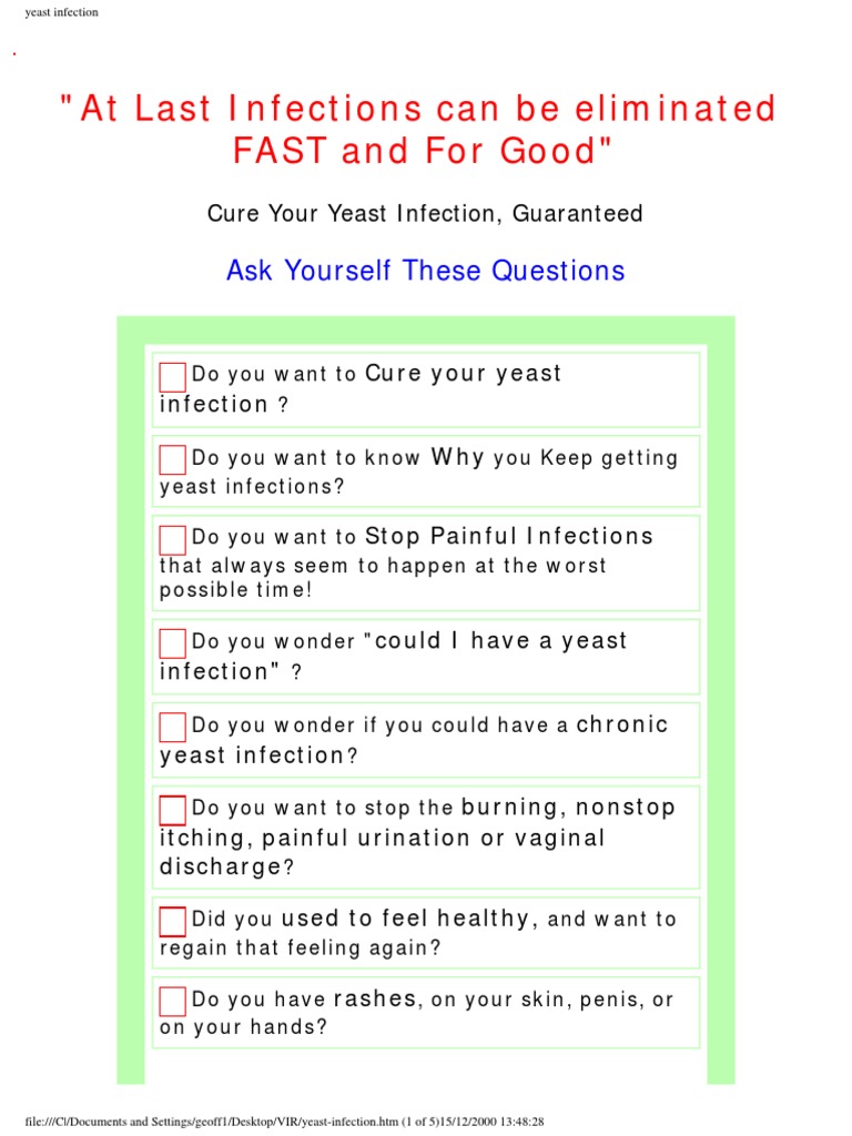 Yeast Infection PDF | PDF | Candidiasis | Symptom
