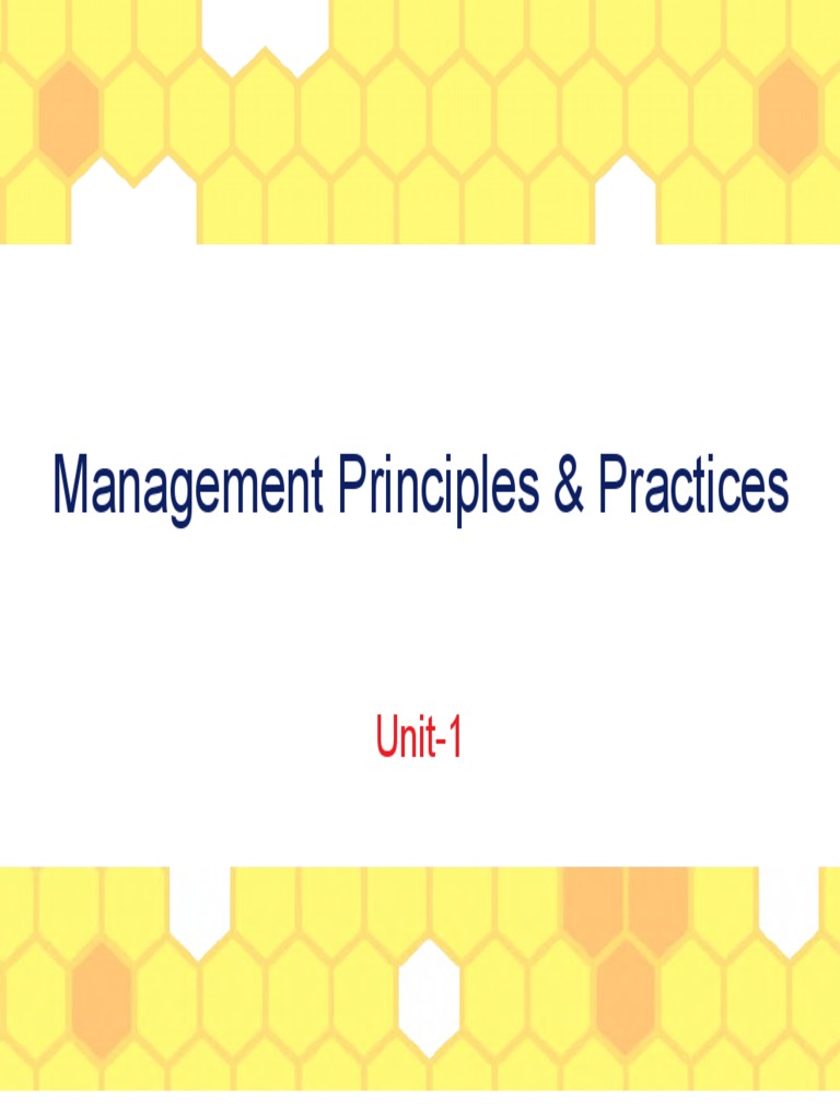 Management Principles & Practices: Unit-1 | PDF | Science | Knowledge