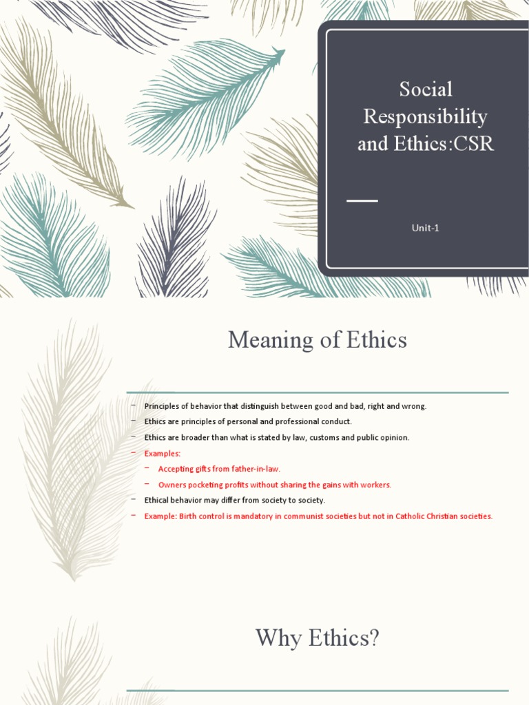 Unit-1-Social Responsibility & Ethics | PDF | Value (Ethics) | Business ...