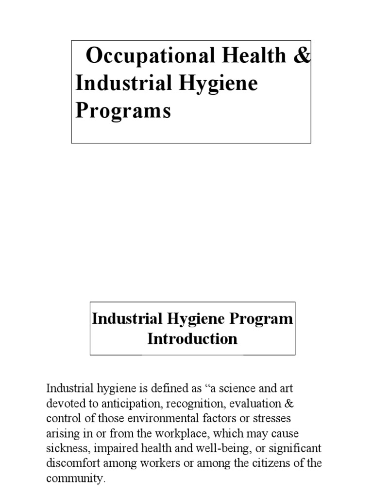 Occupational Health & Industrial Hygiene Programs | PDF | Occupational ...