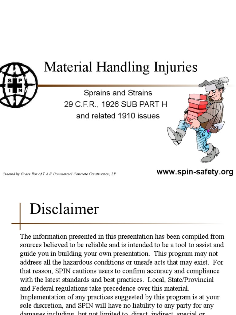 Material Handling Injuries | PDF | Injury | Wellness
