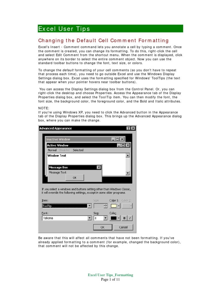 Excel User Tips - Formatting | PDF | Fraction (Mathematics) | Microsoft ...