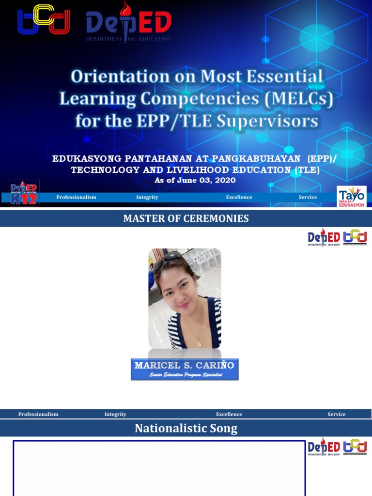 Orientation On MELC For EPP - TLE Presentationpdf | PDF | Vocational Education | Curriculum