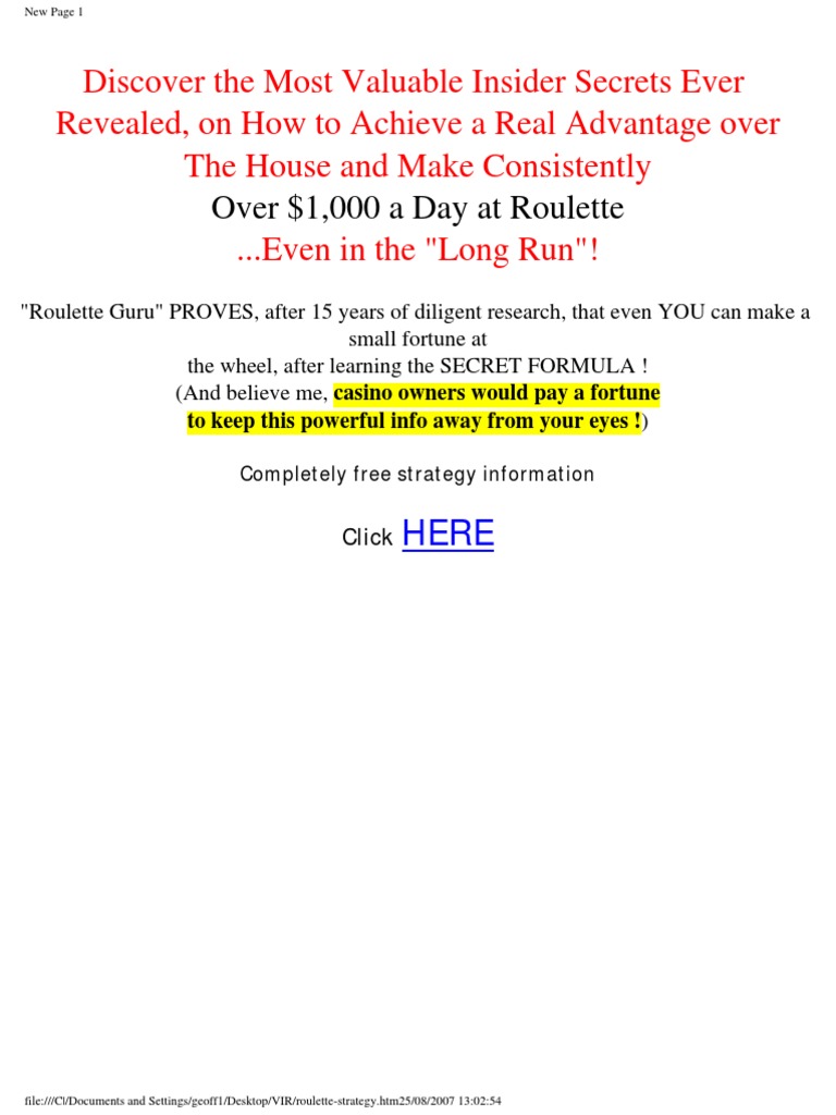 Roulette Strategy PDF | PDF