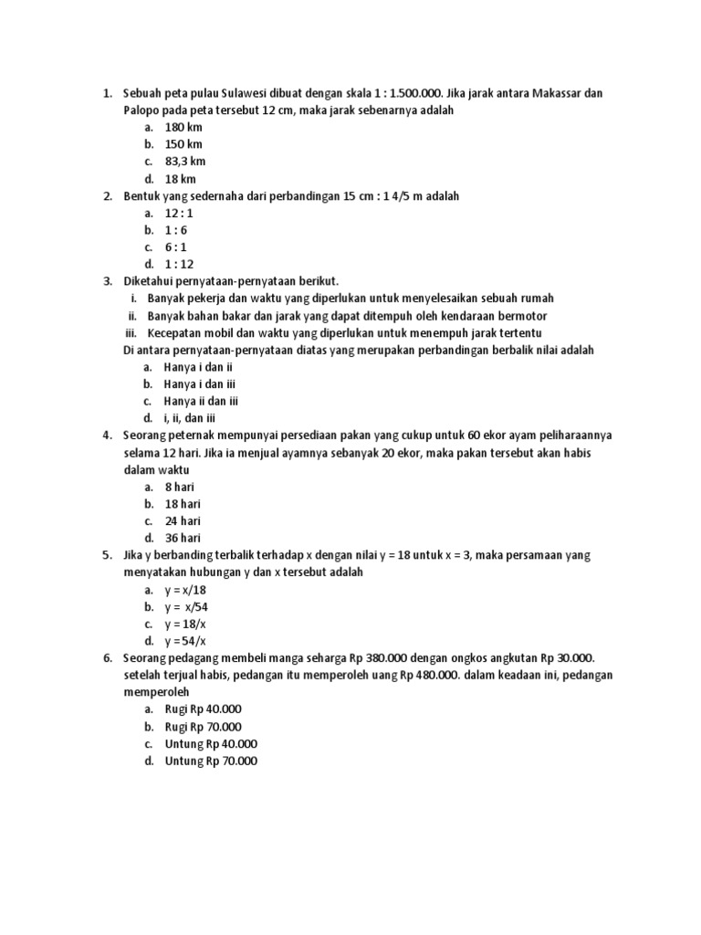 Soal MTK VII UAS 2019-2020 | PDF