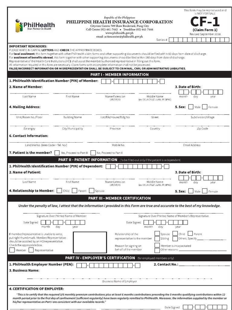 PHILHEALTH ClaimForm1 - 092018 | PDF