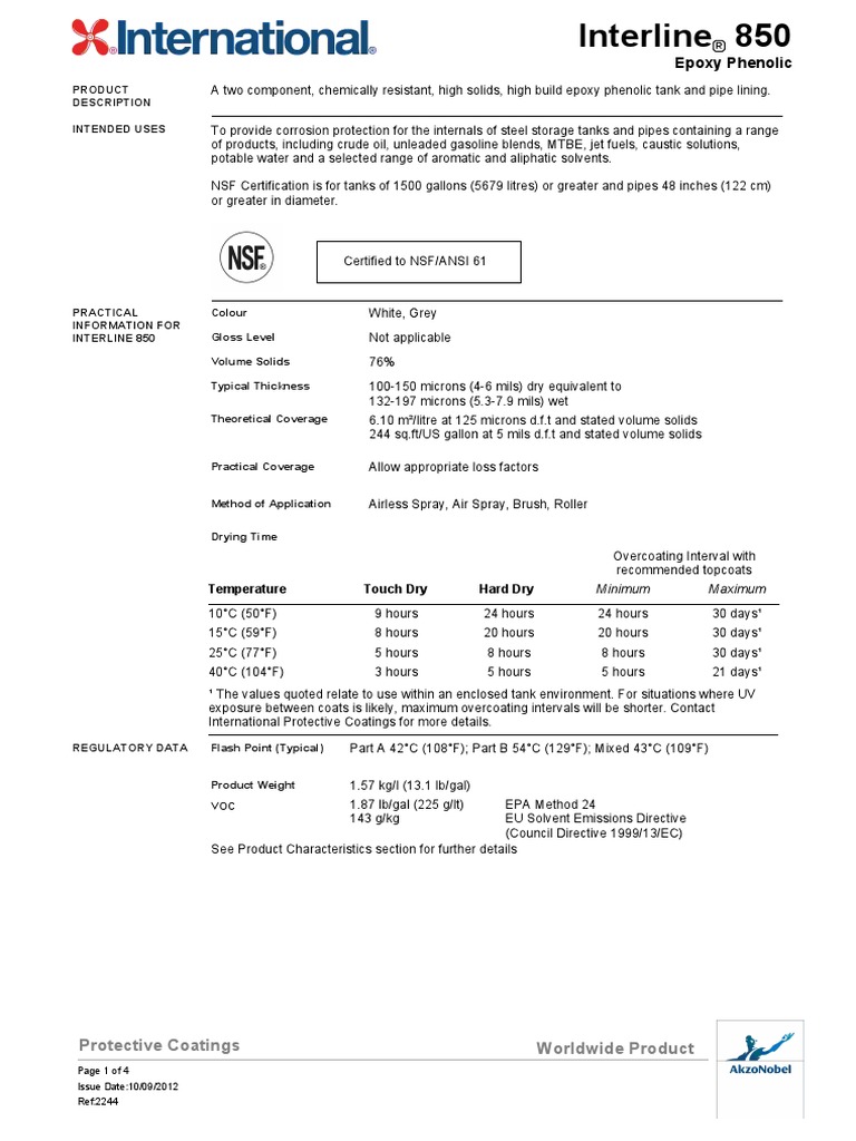 Interline 850+ds+eng PDF | PDF | Volatile Organic Compound | Gasoline