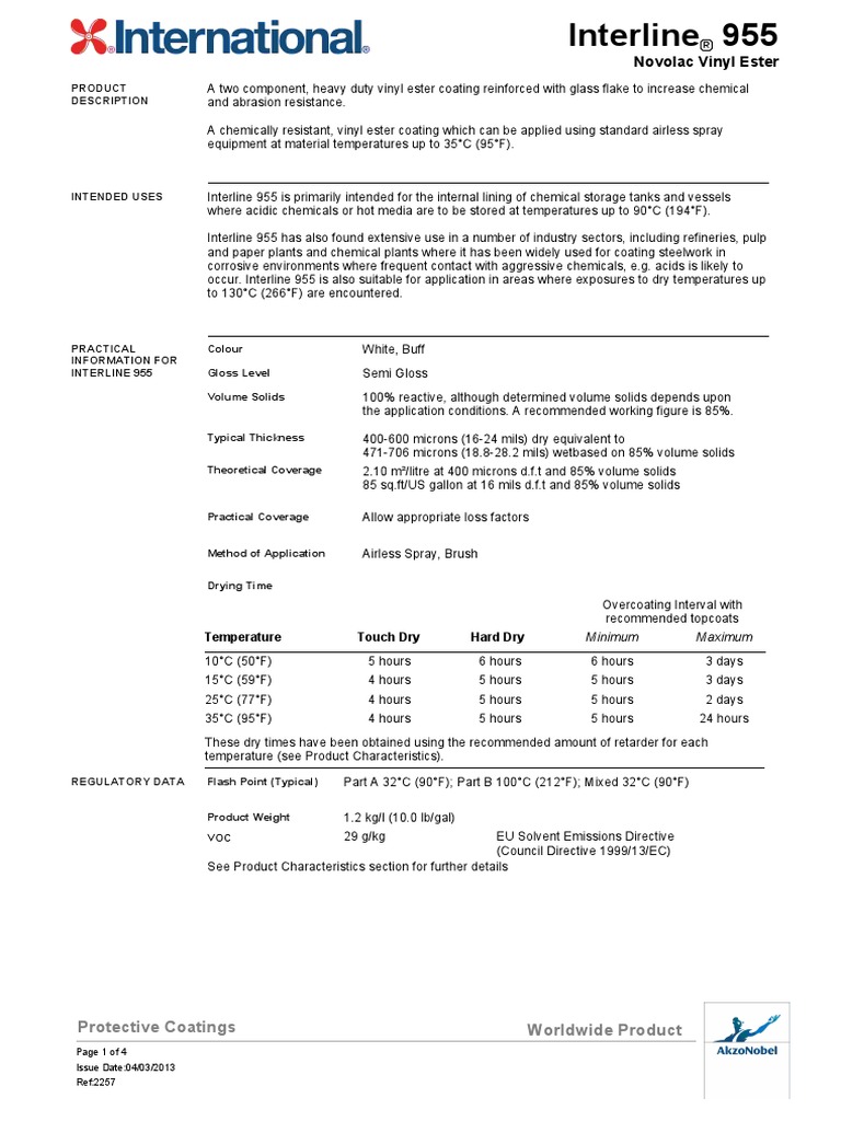 Interline 955+ds+eng PDF | PDF | Paint | Polyvinyl Chloride