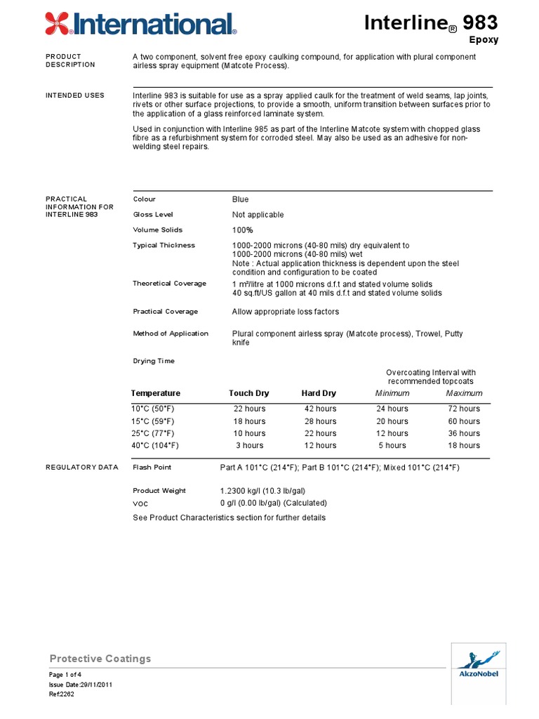 Interline 983+ds+eng PDF | PDF | Paint | Volatile Organic Compound Interline 983+ds+eng PDF | PDF | Paint | Volatile Organic Compound