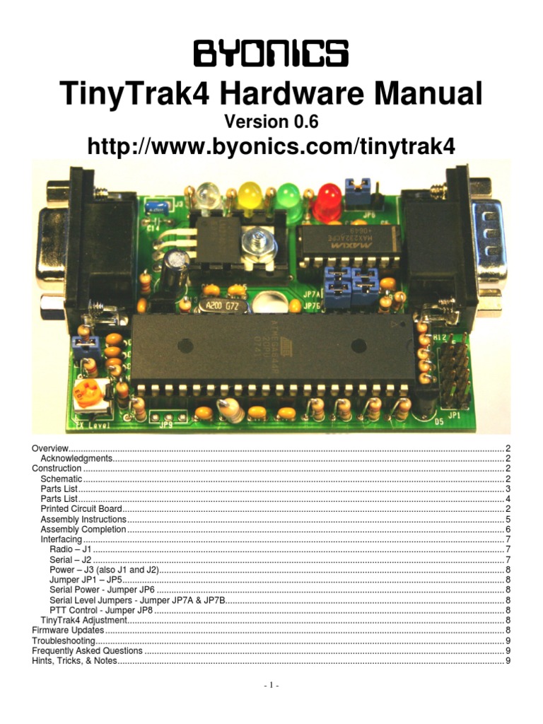 TinyTrak4 Hardware Manual v0.6 | PDF | Electrical Connector | Electricity