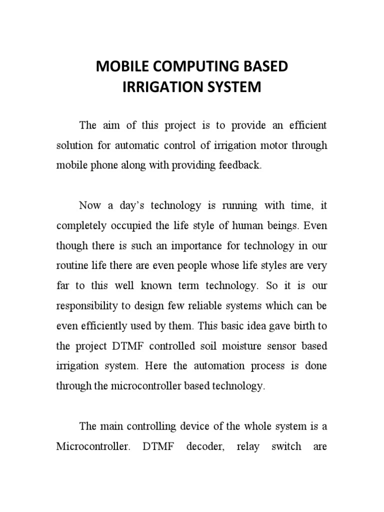 Mobile-Controlled Irrigation System | PDF