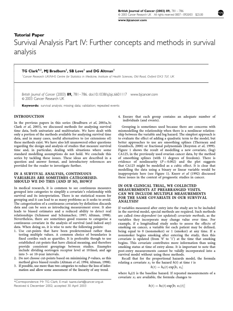 Survival Analysis Part IV: Further Concepts and Methods in Survival ...