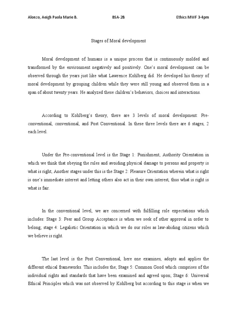 Stages of Moral Development | PDF | Action (Philosophy) | Metaphysics ...