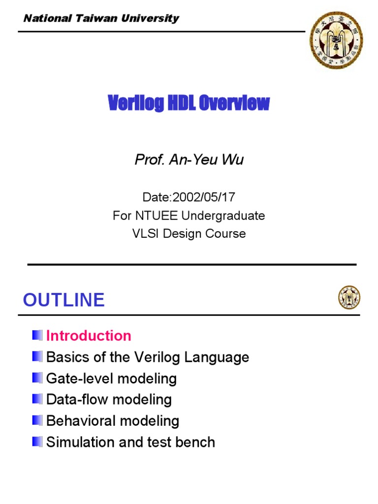 Verilog HDL Overview: Prof. An-Yeu Wu | PDF | Hardware Description ... Verilog HDL Overview: Prof. An-Yeu Wu | PDF | Hardware Description ...