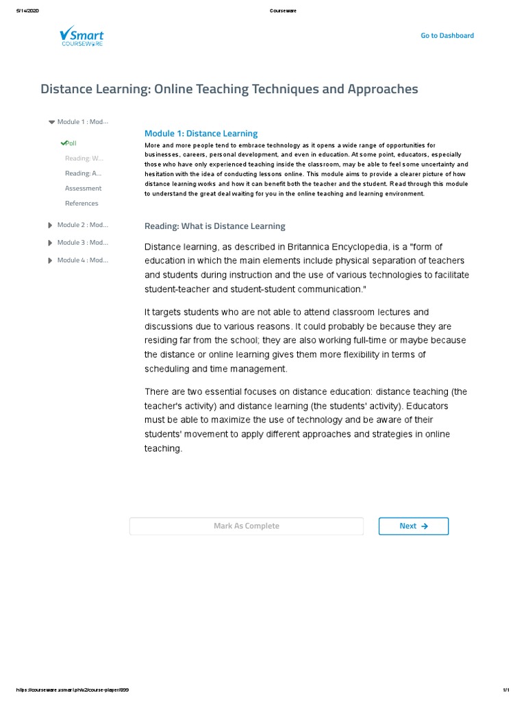 Distance Learning: Online Teaching Techniques and Approaches | PDF ...