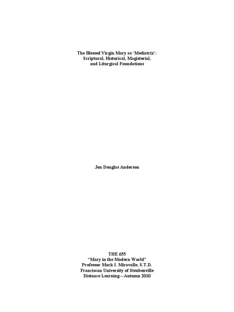 Mary as Mediatrix: Theological Insights | PDF | Mary, Mother Of Jesus ...