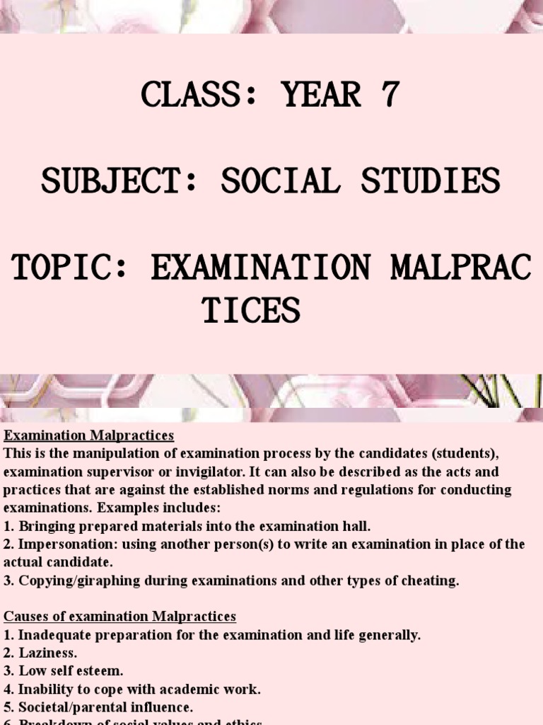 Social Studies Examination Malpractices | PDF