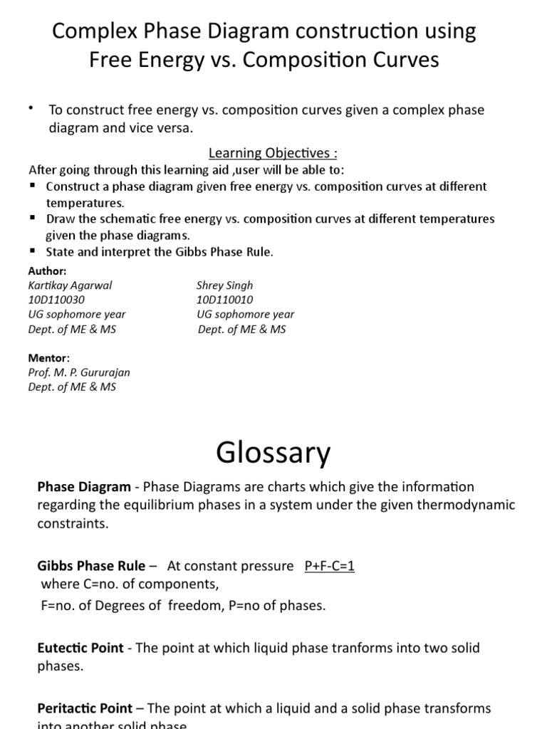 Complex Phase Diagram Construction Using Free Energy vs. Composition ...