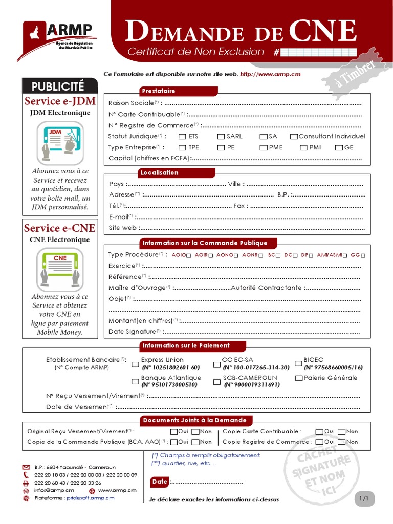 Formulaire Demande CNE | PDF | Économie | Business