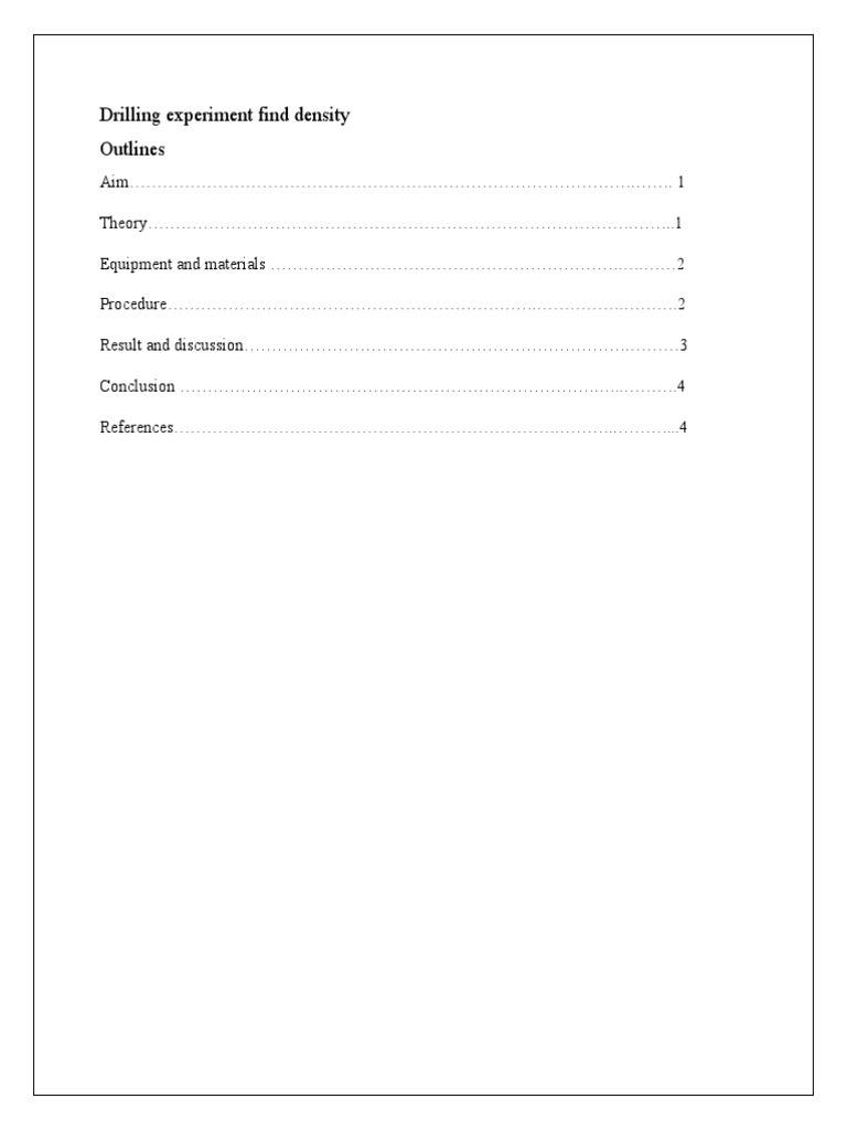 Drilling Experiment Find Density Outlines | PDF | Density | Volume