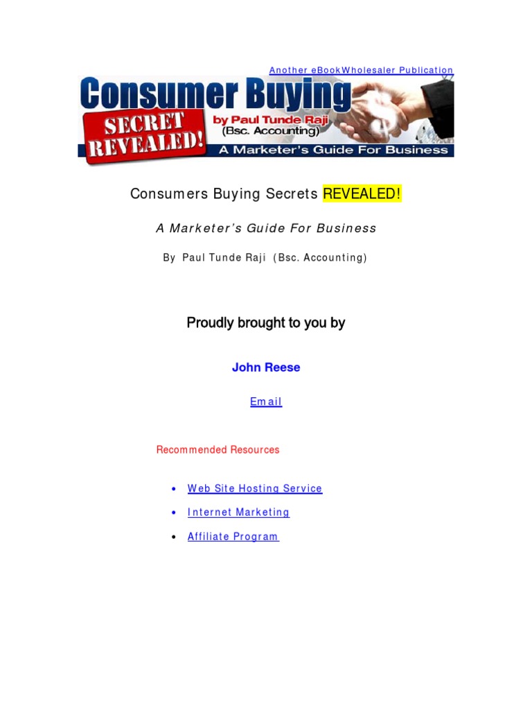 Consumer Buying Secrets Revealed | PDF | Attitude (Psychology) | Behavior