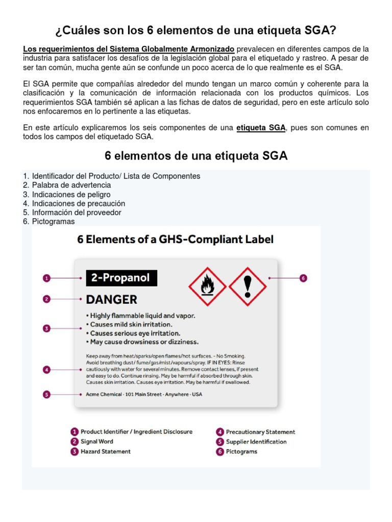 Cuáles Son Los 6 Elementos de Una Etiqueta SGA PDF | PDF | Informática ...