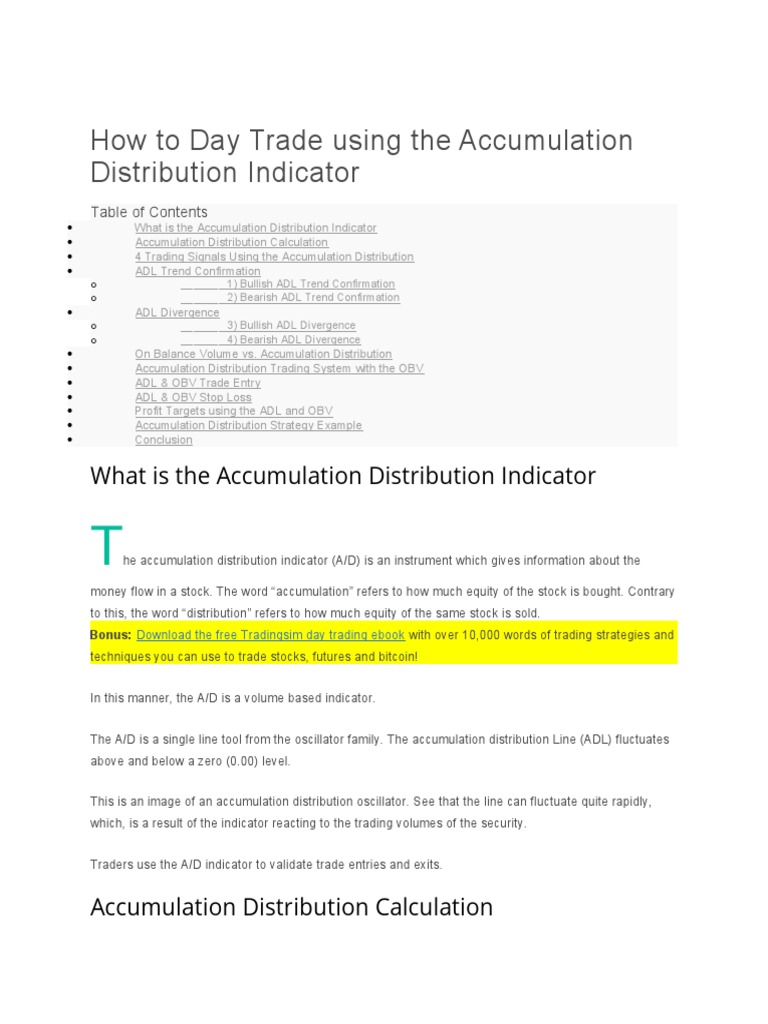 How To Day Trade Using The Accumulation Distribution Indicator | PDF ...