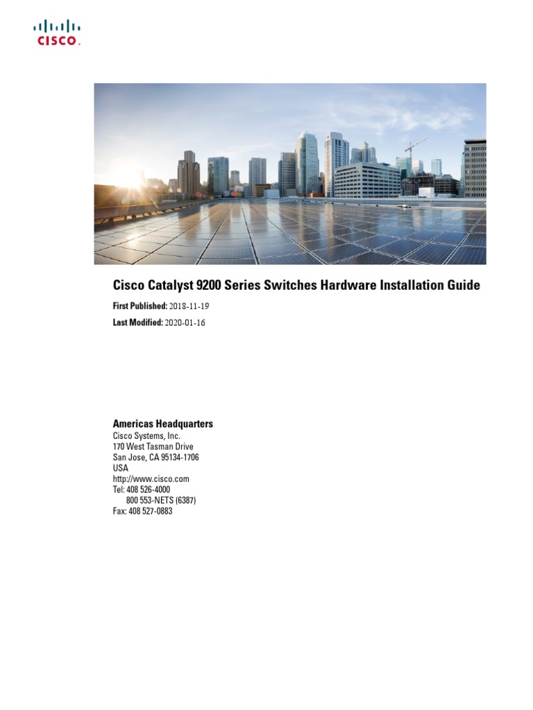 Cisco Catalyst 9200 Series Switches Hardware Installation Guide | PDF ...