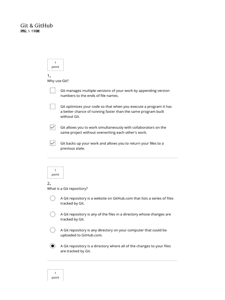 Git & GitHub Quiz | Download Free PDF | Computer File | Directory ...