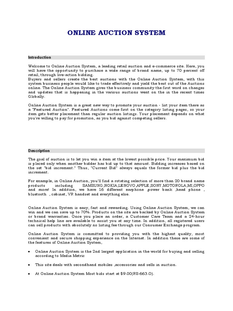 Online Auction System | PDF
