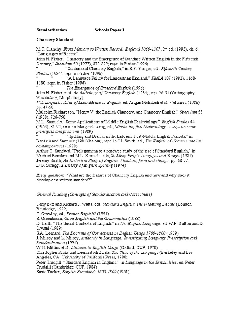 Chancery English and Language Standardization | PDF | Dialectology ...