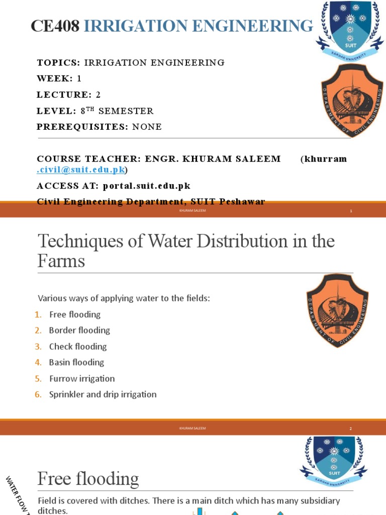 CE408 Irrigation Engineering Techniques and Formulas | PDF | Irrigation ...