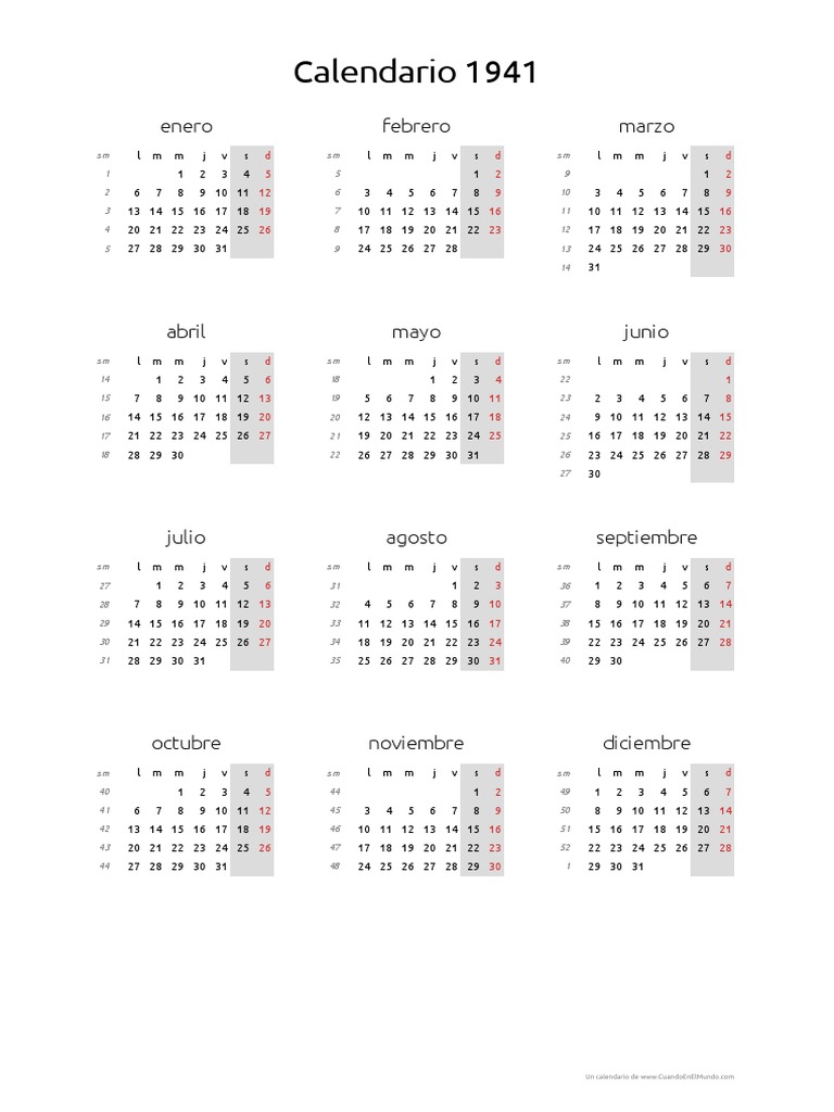 Calendario 1941 | PDF | Calendario | Violencia