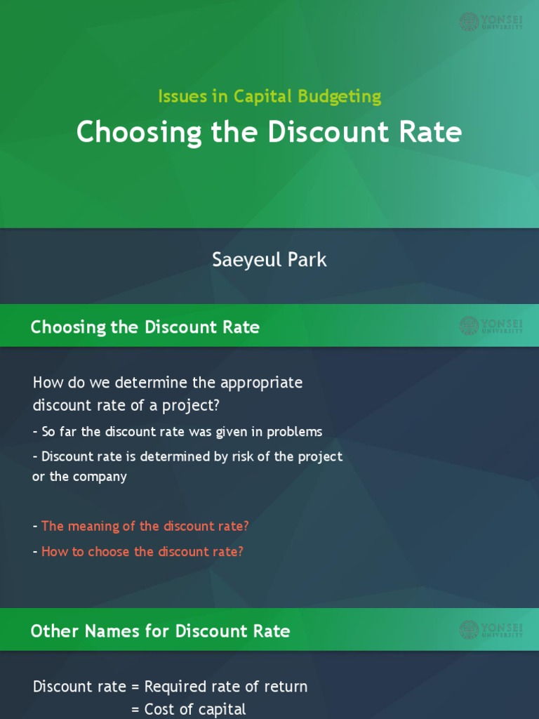 Choosing The Discount Rate: Issues in Capital Budgeting | PDF