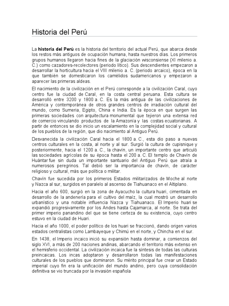 Historia Del Perú | PDF | Imperio Inca | Perú