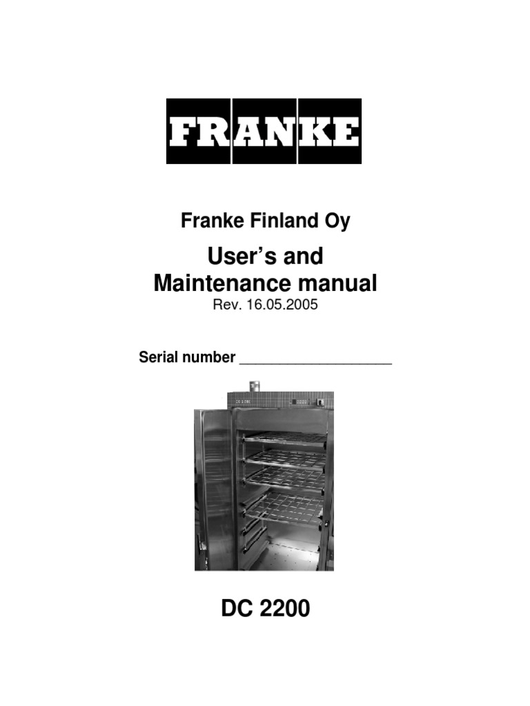 Franke DC-2200 Drying Cabinet Manual | PDF | Electromagnetic ...