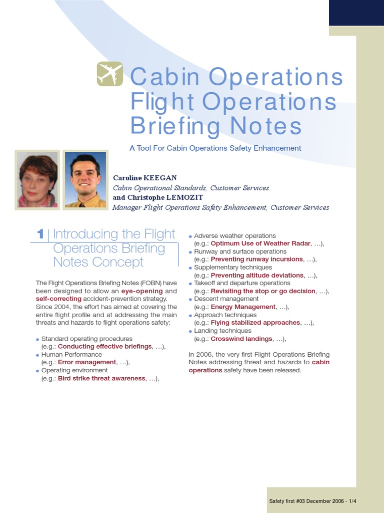 Cabin Operations Flight Operations Briefing Notes | PDF | Flight ...