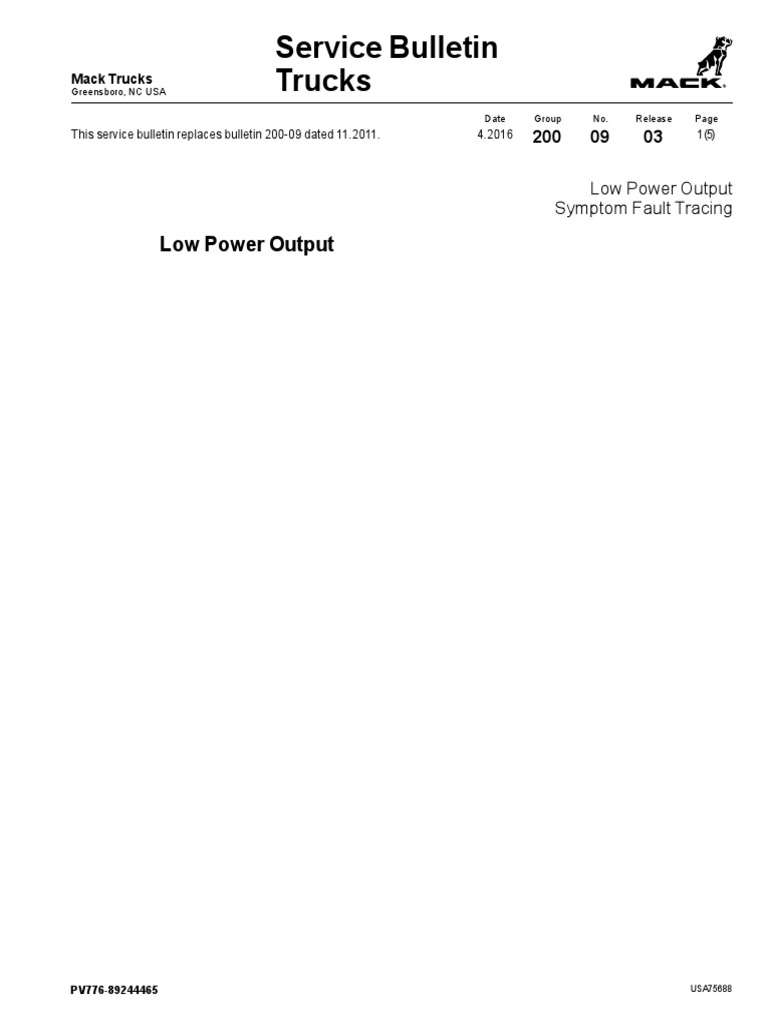 Mack Truck Low Power Troubleshooting | PDF | Turbocharger | Engine ...