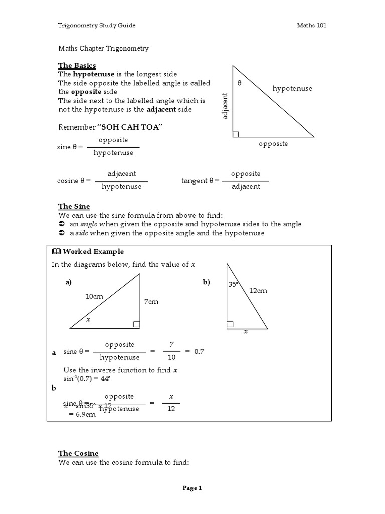 The Basics: Trigonometry Study Guide Maths 101 | PDF | Trigonometric ...